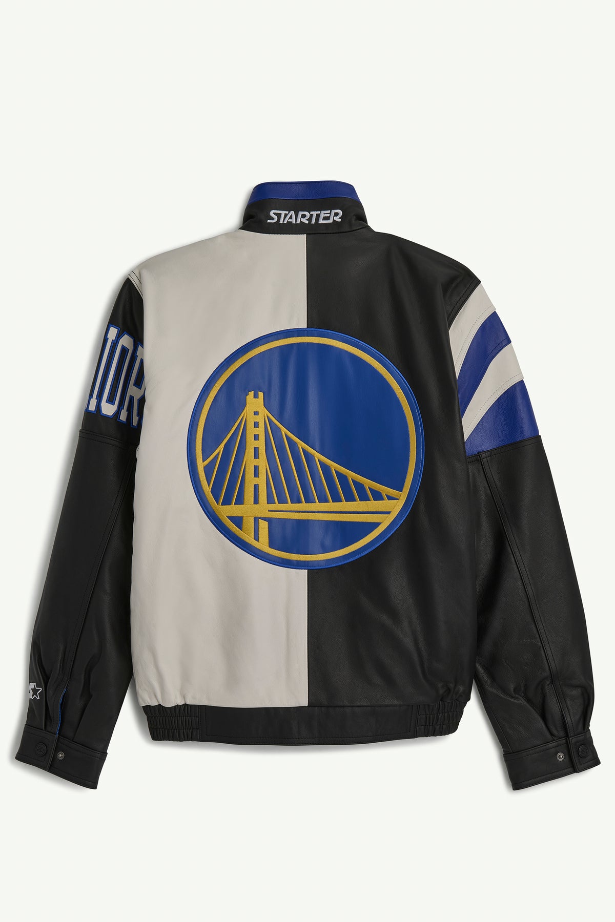Mens Golden State Warriors Retro Full Zip Leather Jacket | NBA | Starter