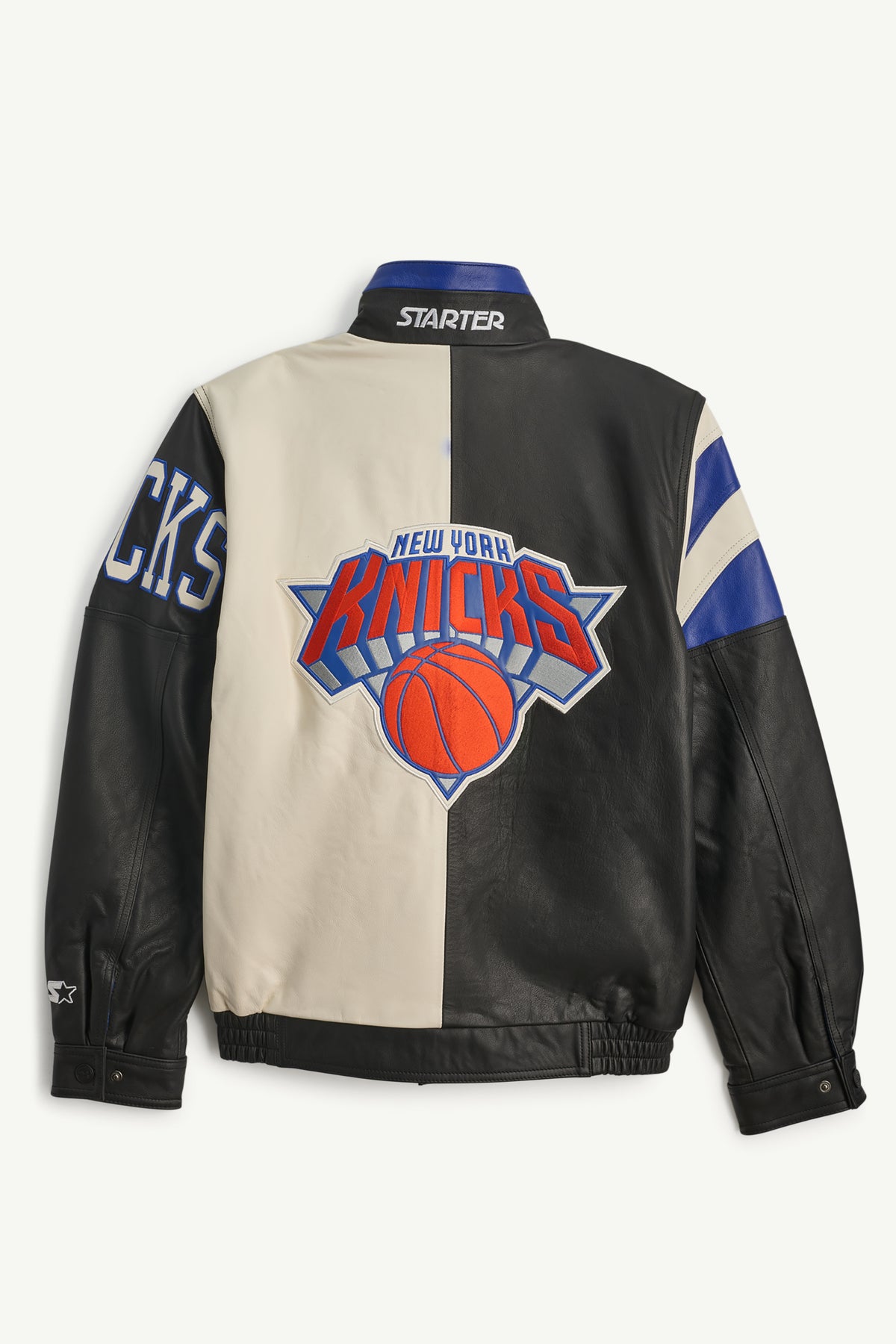 Mens New York Knicks Full Zip Leather Jacket | NBA | Starter